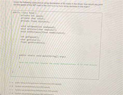 Solved Given The Following Class And An Array Declaration Of
