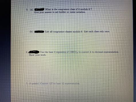 Solved A What Is The Congruence Class Of 4 Modulo 6 Give Chegg Com