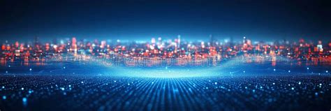 Digital Cityscape Network Connection Background With Futuristic Blue