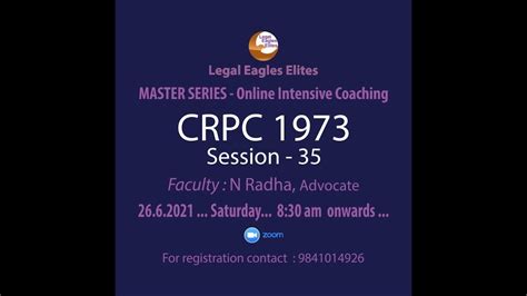 Session 35 Criminal Procedure Code 1973 By Mr N Radha Youtube