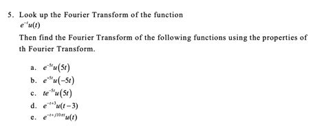 Solved Look Up The Fourier Transform Of The Function E Chegg