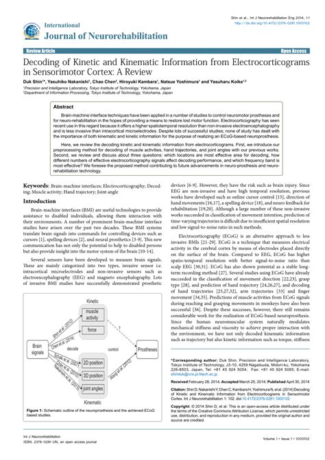 Pdf Decoding Of Kinetic And Kinematic Information From Electrocorticograms In Sensorimotor