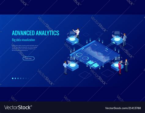 Isometric Big Data Network Visualization Advanced Vector Image