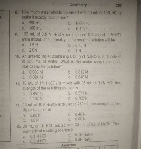 100 Ml Of 0 5mh2 So4 Solution And 0 1 Litre Of 1mhcl Were Mixed The Nor