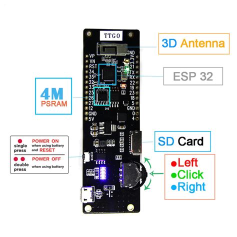 Ttgo T Cell Wifi And Bluetooth Module 18650 Battery Holder Seat 2a Fuse Esp32 4 Mb Spi Flash 4 Mb