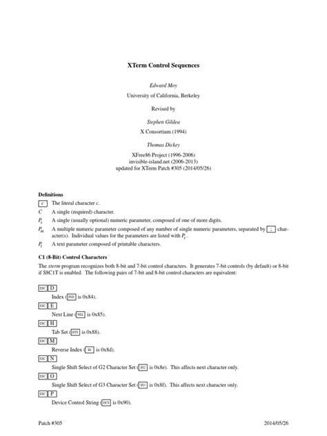 Xterm Control Sequences A Technical Reference For Standard Vt100 Mode Escape Code Sequences