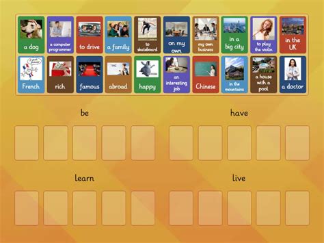 Go Getter 3 Unit 8 Life Ambitions Vocabulary Group Sort