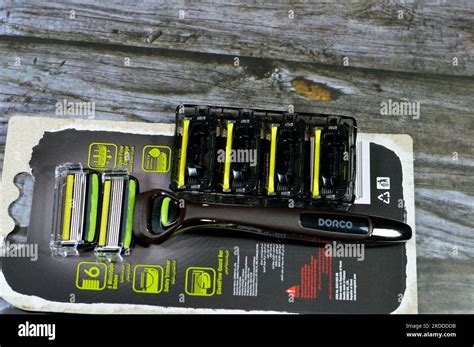Cairo, Egypt, July 5 2023: Dorco Pace 6 Pro for shaving comes with ...