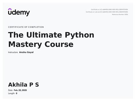 Akhila P S On Linkedin Udemy Pythonmastery Careerdevelopment