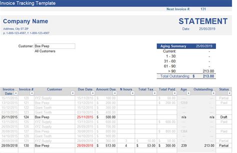 Excel Spreadsheet Invoice Tracker Invoice Finance Sales Etsy