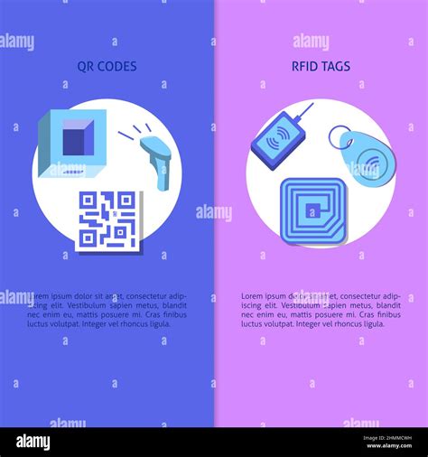 Identification Concept Banner Templates With Text Qr Codes And RFID Tags Symbols Vector