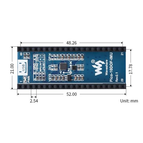 Waveshare 10 DOF IMU Sensor Module Voor Raspberry Pi Pico MPU 9250