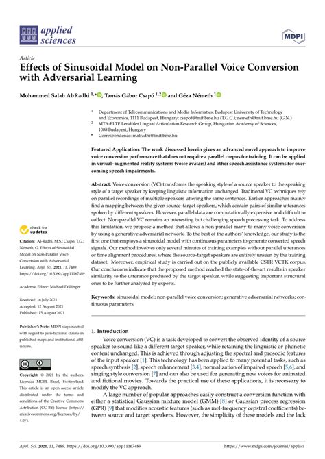 PDF Effects Of Sinusoidal Model On Non Parallel Voice Conversion With Adversarial Learning