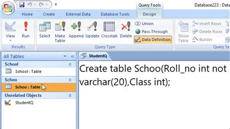 select and insert commands in mysql and ms access 2007