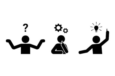 Premium Vector Stick Figure Man Problem Solution Reasoning Vector Task Question Thinking Idea