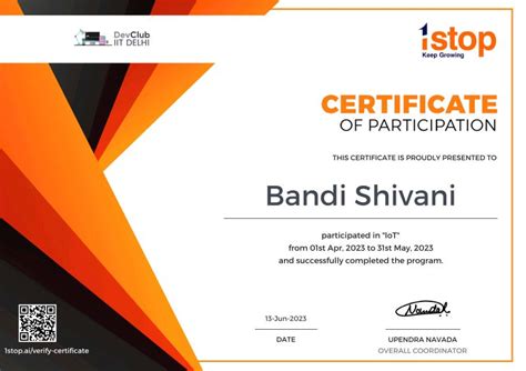 Shivani Bandi On Linkedin I Am Thrilled To Have Completed The Iot Program With Devclub Iit
