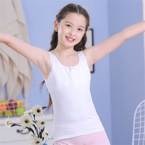 Khw 女童發育期小背心小學生女孩內穿純棉兒童內衣薄棉防凸點壹件裝 蝦皮購物