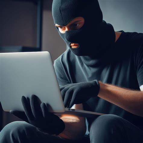 A Hacker Is Secretly Breaking Into A Laptop To Steal Private Information Premium Ai Generated