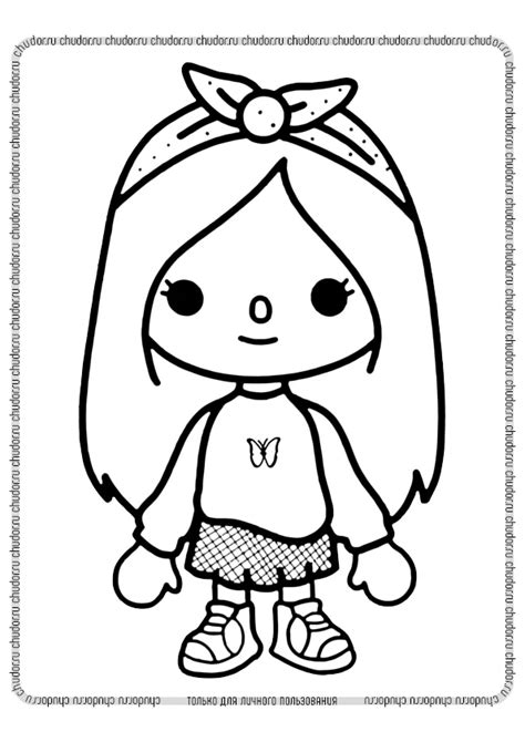 Раскраска Девочка Тока Бока с бабочкой Раскраски Тока Бока