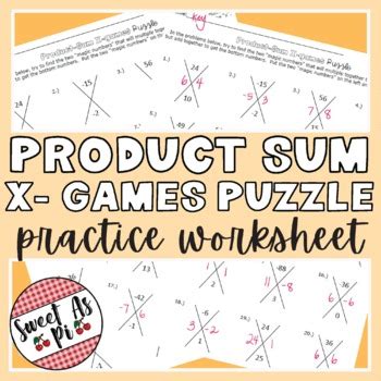 Product Sum X Games Puzzle Practice Worksheet By Sweet As Pi TPT