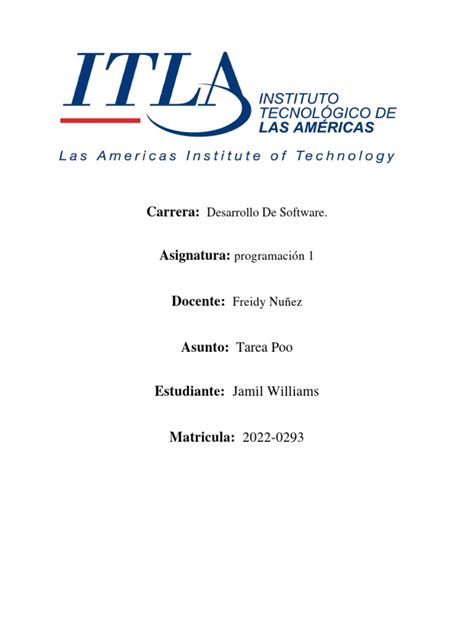 Programación 1 Objeto Tarea 2 Pdf Constructor Programación Orientada A Objetos Programación