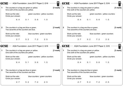 Expressing Division As A Ratio Gcse Questions Foundation Aqa Teaching Resources