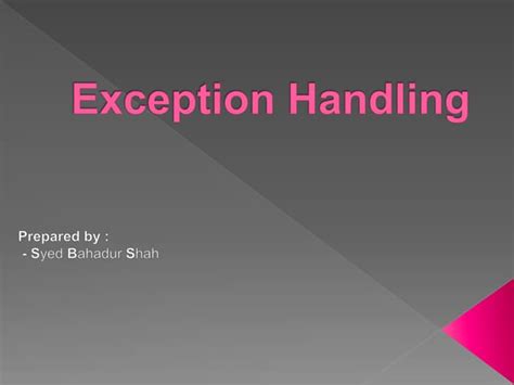 Exception Handling In C Pptx