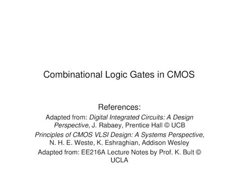 Pdf Combinational Logic Gates In Cmos Purdue Engineeringvlsi Ece559 Fall09 Notes Logic