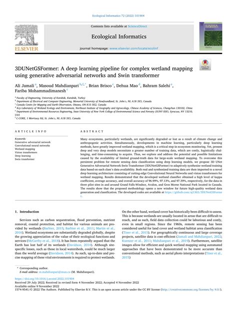 Pdf 3dunetgsformer A Deep Learning Pipeline For Complex Wetland