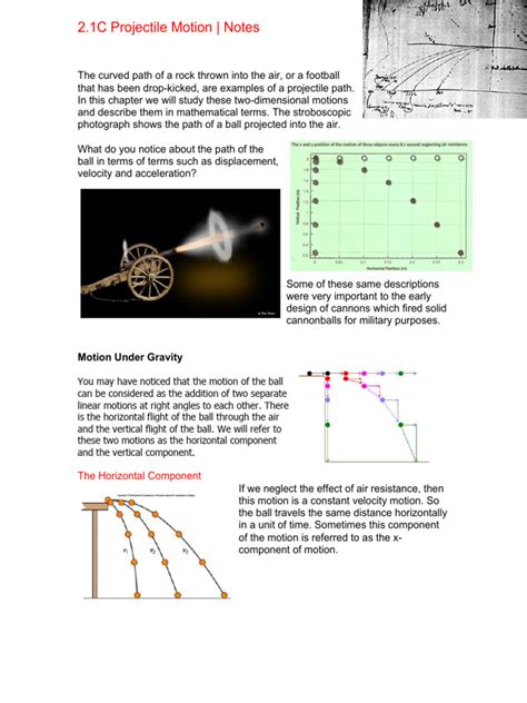 2 1c Projectile Motion I Notes Rt Pdf Acceleration Physical Quantities