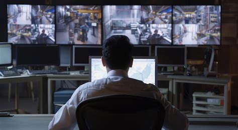 Premium Photo Man Monitoring Multiple Screens At Desk