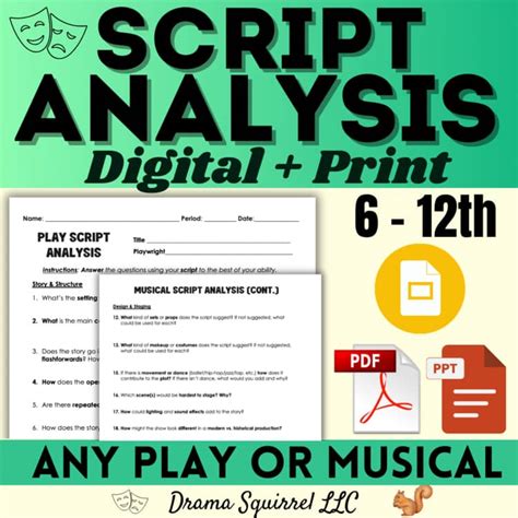 Digital Theatre Script Analysis Worksheet For Any Playmusical Printable