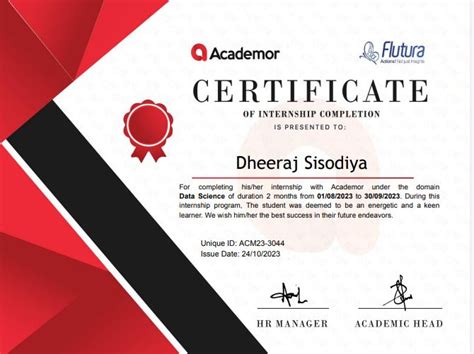 dheeraj s on linkedin datascience internshipachievement