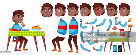 소년 소년 아이 벡터입니다 블랙입니다 아프리카 미국입니다 고등학교 아이입니다 애니메이션 만들기 세트입니다 감정 제스처를 얼굴 아이 들 대 한 웹 포스터 소책자 디자인