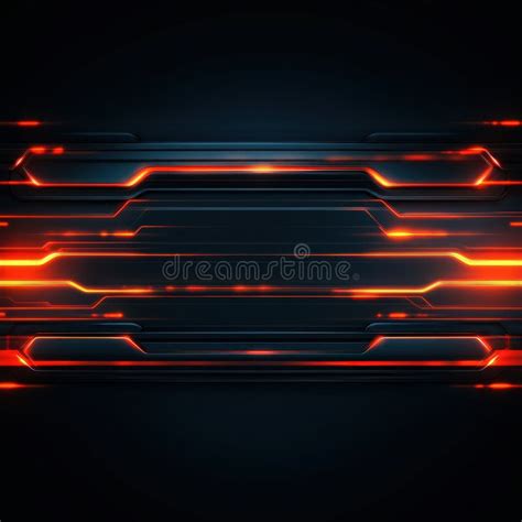 Abstract Futuristic Technology Background With Glowing Orange Lines Stock Illustration