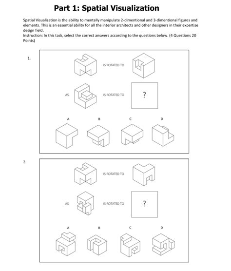 solved part 1 spatial visualization spatial visualization is the ability to mentally