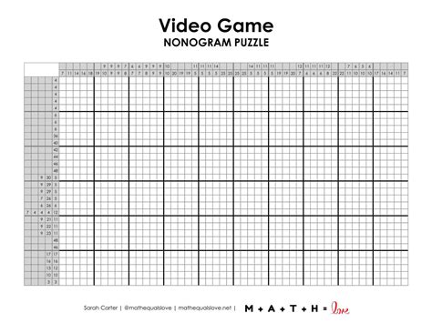 Video Game Nonogram Puzzle Math Love