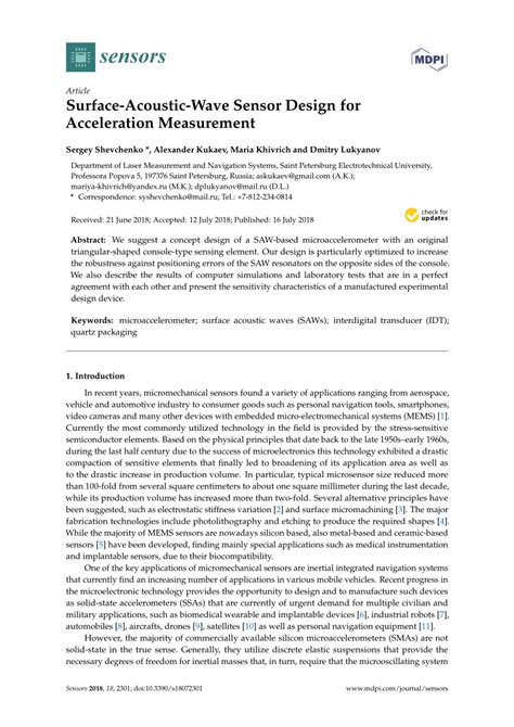 Pdf Surface Acoustic Wave Sensor Design For Acceleration Measurement