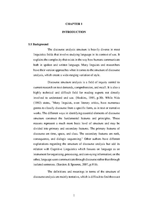 Paper The Structure Of Discourse Chapter 1 Introduction 1 Background
