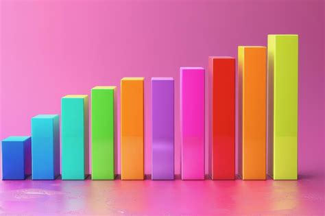 Bold And Colorful Bar Graph Minimalist Style Side View Clear And