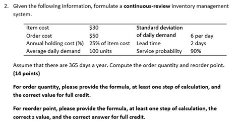 Solved Given The Following Information Formulate A