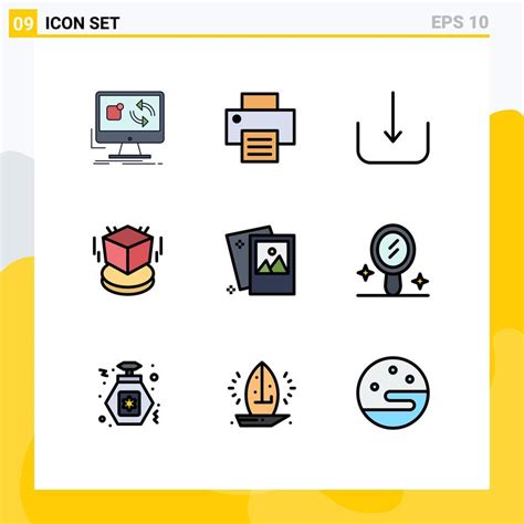 Filledline Flat Color Pack Of 9 Universal Symbols Of Photo Gallery Download Design Cube Editable