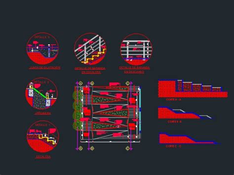 Stairs With Ramp For Parks In Autocad Cad 198 57 Kb Bibliocad