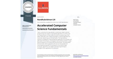 Nandhukrishnan S R On Linkedin Completed Accelerated Computer Science Fundamentals In The