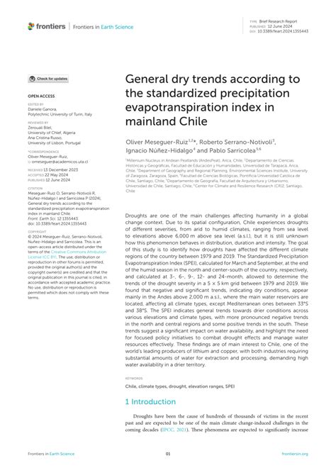Pdf General Dry Trends According To The Standardized Precipitation