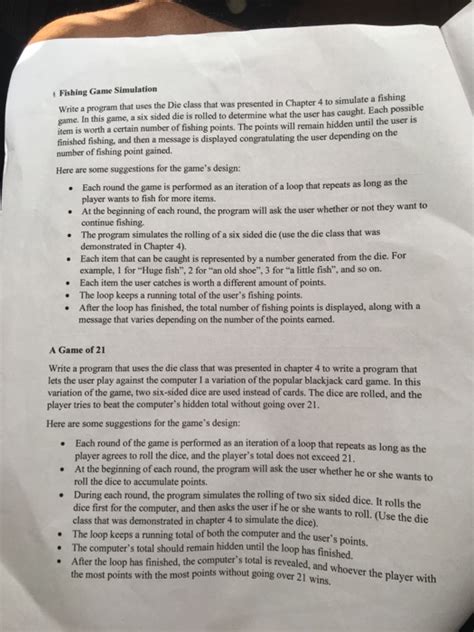 Solved Fishing Game Simulation Fishing Write A Program That Chegg