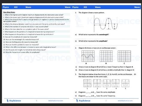 Ks3 Waves Question Booklet Physics Teaching Resources