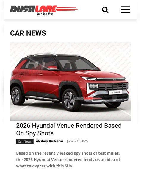 Rushlane 🚨 2026 Hyundai Venue First Look Render 🛞 Facebook