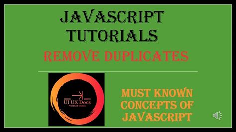 javascript remove duplicates tutorial ui ux docs youtube