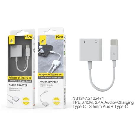 In Adapter Cable For Type C To Type C Charge Plus Audio M White Phone Parts